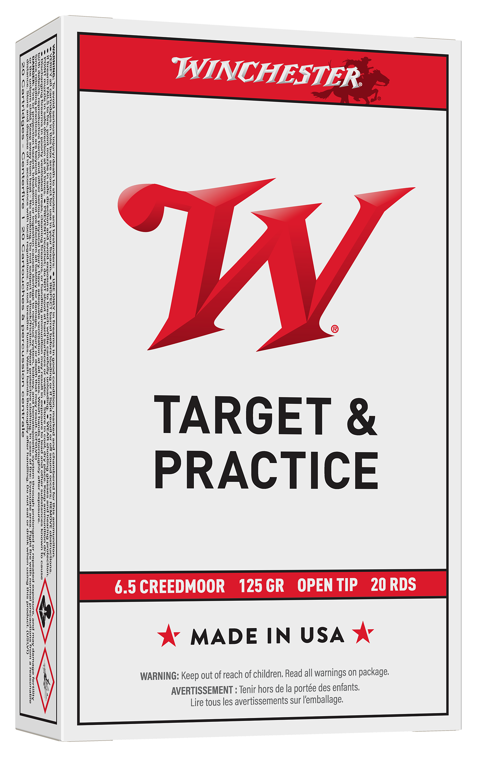 Winchester USA Target 6.5 Creedmoor 125 Grain JHP Centerfire Rifle Ammo ...